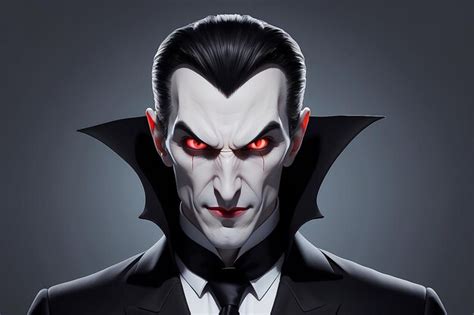 Premium Photo Cartoon Dracula With Red Eyes And A Black Suit