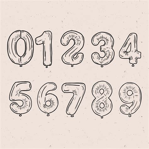 Hand Drawn Number Balloons Birthday Party Decor Anniversary Balloon