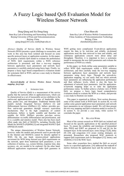 Pdf A Fuzzy Logic Based Qos Evaluation Model For Wireless Sensor Network