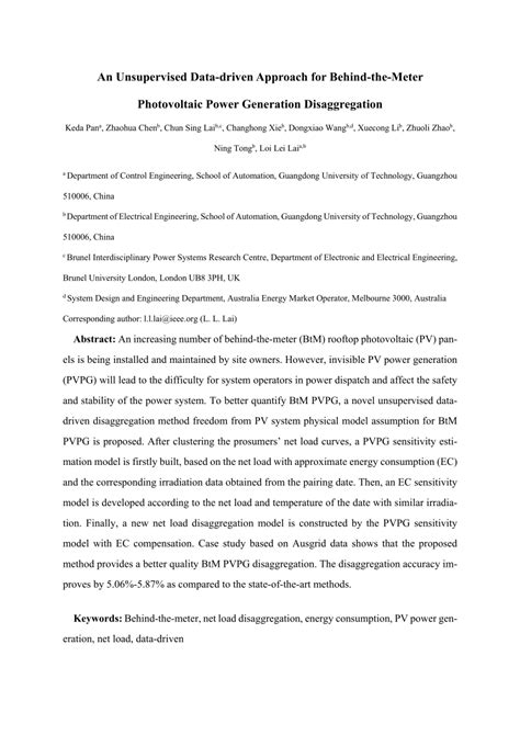 pdf an unsupervised data driven approach for behind the meter