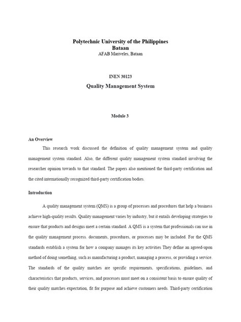 Qms Module 3 Pdf Quality Management System Quality Management