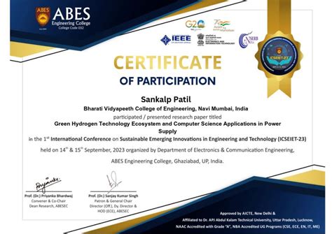 Participated Presented Research Paper At Ieee Titled Green Hydrogen
