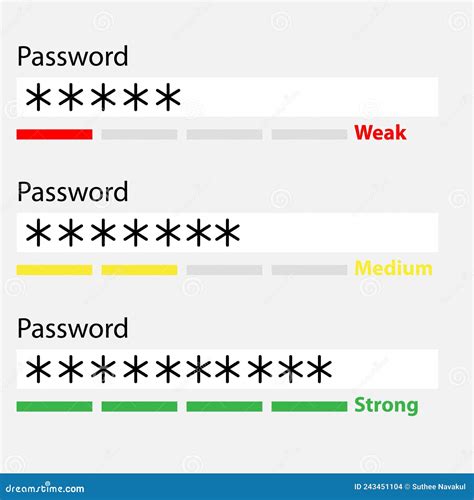 Password Weak Medium And Strong Template Authorization Concept Stock Vector Illustration Of