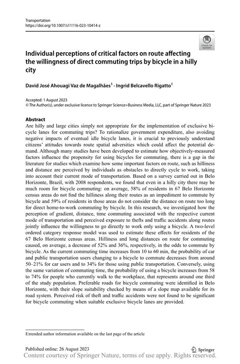 Individual Perceptions Of Critical Factors On Route Affecting The Willingness Of Direct