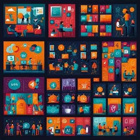 Vector Illustrations Of Creative Agency Elements Like Team Collaboration Design Premium Ai