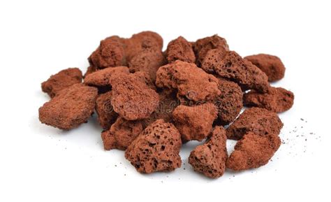 Porous Brown Volcanic Rock Isolated On White Background Lava Stone