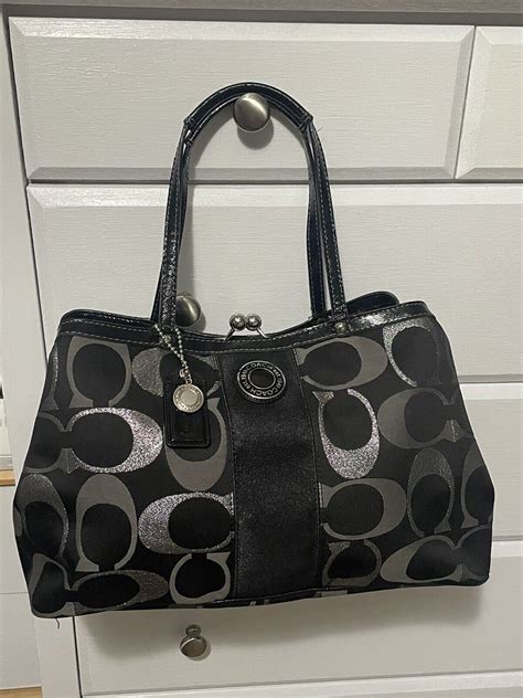 Coach Signature Metallic Carryall Shoulder Bag F20427 Gem