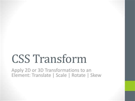 Css Transform Apply 2d Or 3d Transformations To An Element Translate