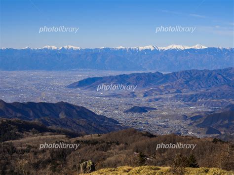 大菩薩峠からの甲府盆地と南アルプスの山並み 写真素材 5936556 フォトライブラリー photolibrary