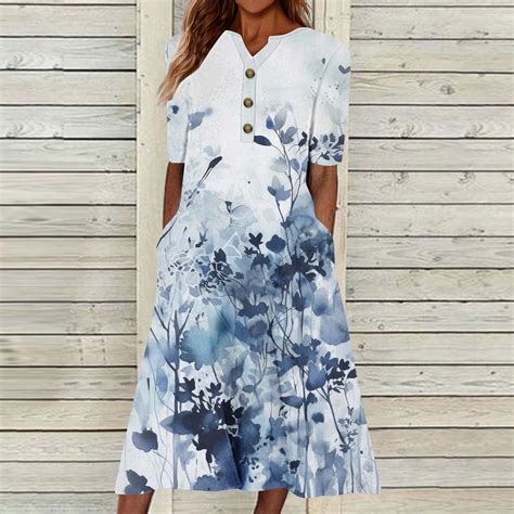 Wycnly Summer Dresses For Women Casual Pocket Button Down Plus Size