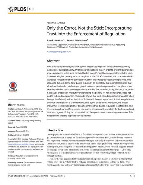 Pdf Only The Carrot Not The Stick Incorporating Trust Into The