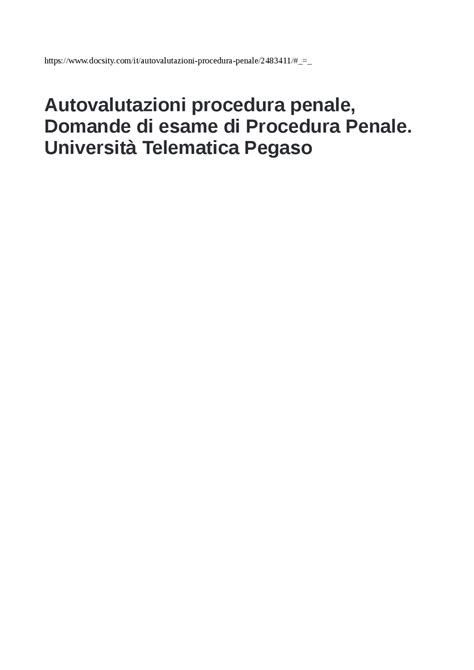 Test Di Autovalutazione Penale Università Telematica Unipegaso