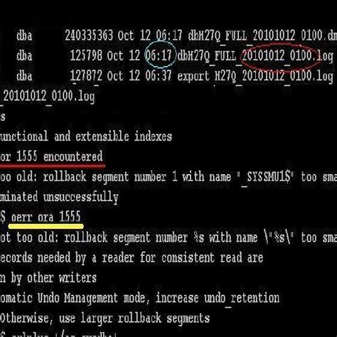 export of data failed due to ora 01555 error download scientific diagram