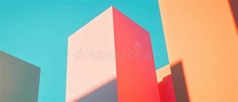Vibrant Geometric Shapes Create A Stunning Visual Experience With Contrasting Shadows Stock