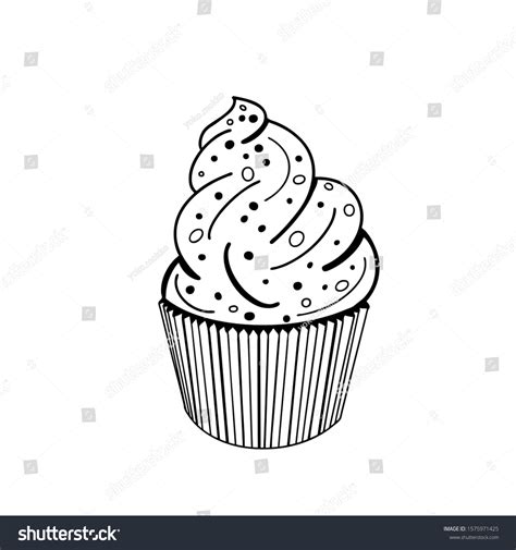 Hand Drawing Vector Cake Black White Stock Vector Royalty Free 1575971425