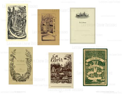 Ex Libras Variety Set Printable Bookplates Vintage Exlibras Etsy