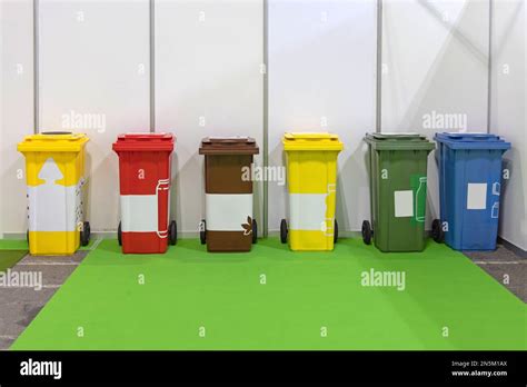 Colour Coded Sorting Waste Recycling Trash Wheelie Bins Stock Photo Alamy