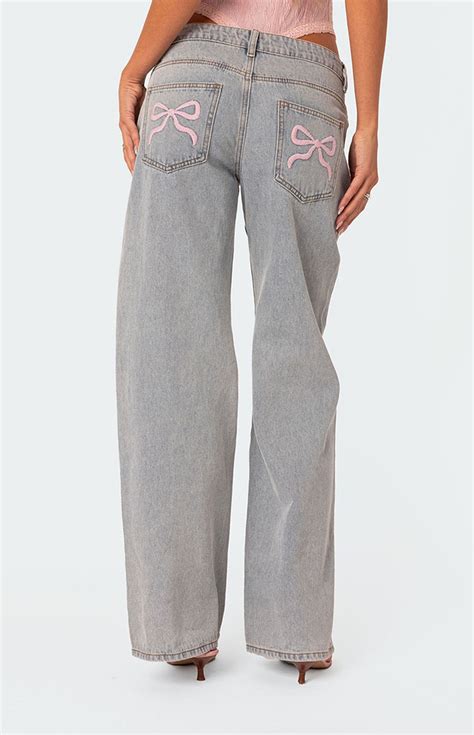 Edikted Bow Pocket Relaxed Jeans Pacsun