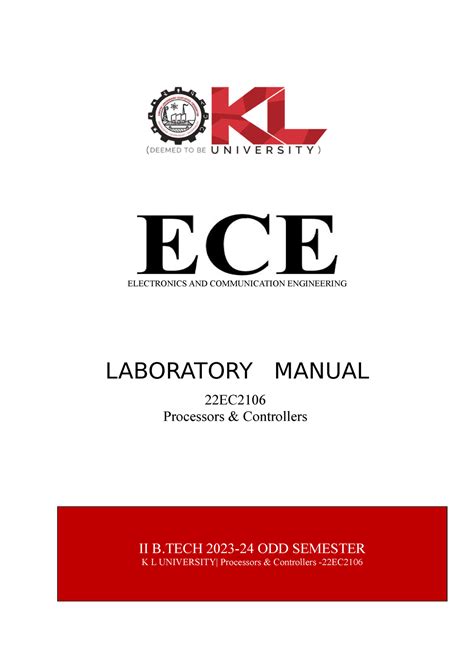 Processors And Controllers Electronics And Communication Engineering Laboratory Manual 22ec