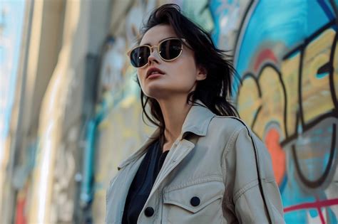 Female Model Wearing Sunglasses Premium Ai Generated Image