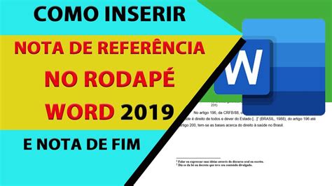Como inserir nota de referência no rodapé do WORD 2019 YouTube