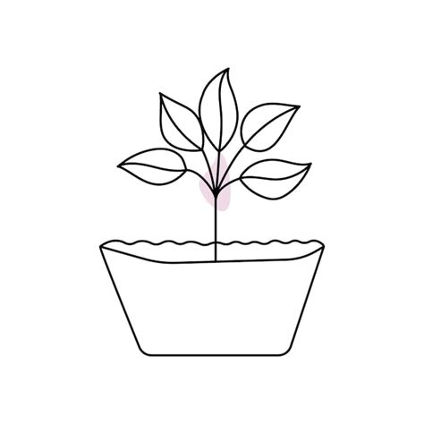Art En Ligne Continue De La Plante Vector De Dessin En Ligne De La