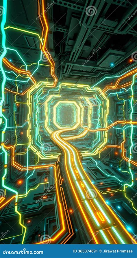 Futuristic Network Design Cyberpunk Aesthetic Meets High Tech Structure Royalty Free Stock