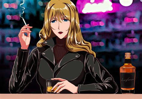 Safebooru Absurdres Alcohol Blonde Hair Blue Eyes Cigarette Coat