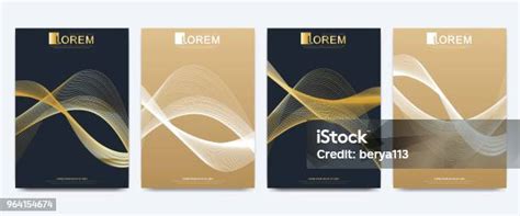 안내 책자 전단지 전단지 커버 카탈로그 잡지 또는 연례 보고서 A4 크기에 대 한 최신 벡터 템플릿 비즈니스 과학 및 기술 설계도 서 레이아웃입니다 황금 파도 함께 프레 젠