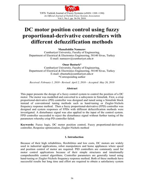 Dc Motor Position Control Using Fuzzy Proportional Tjfs