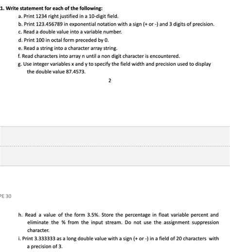 Solved Write Statement For Each Of The Following A Print