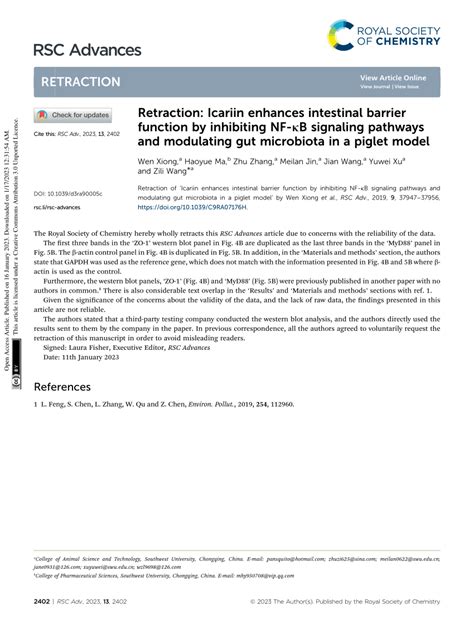 Pdf Retraction Icariin Enhances Intestinal Barrier Function By Inhibiting Nf κb Signaling