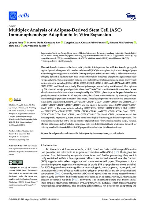 Pdf Multiplex Analysis Of Adipose Derived Stem Cell Asc