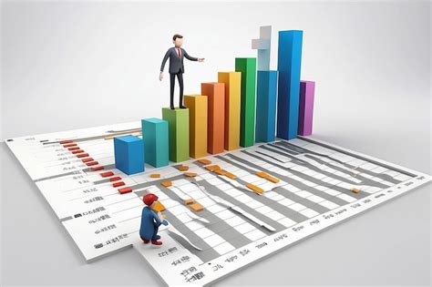 3d person is putting last column of chart premium ai generated image