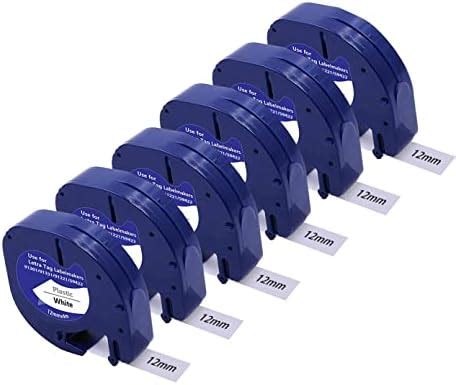 Kamo 6x Ruban Cassette Compatible Pour Dymo LetraTag 91201 91221 12mm