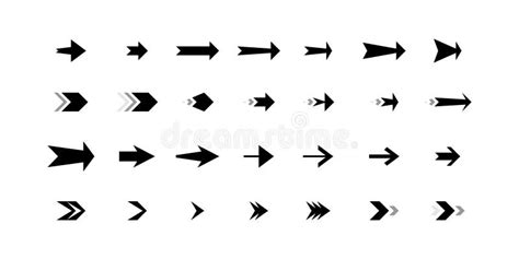 Minimalist Black Vector Icon Arrows Double Arrows And Thick Pointers Stock Illustration