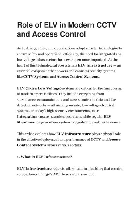 Understanding Elv System Installation Enhancing Safety And Efficiency