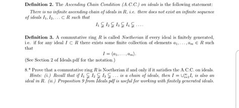 solved definition 2 the ascending chain condition a c c