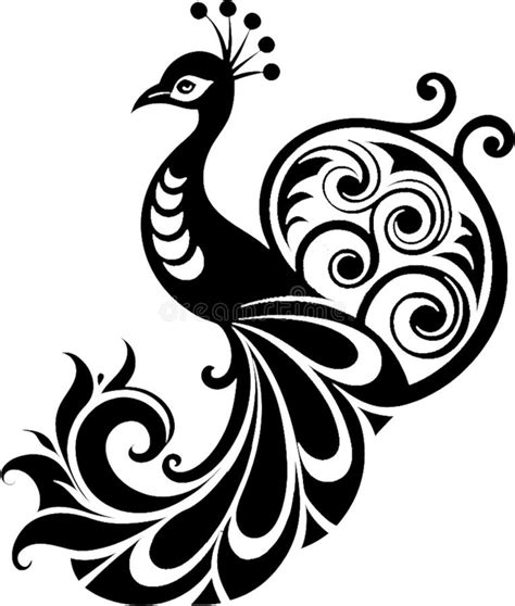 Vintage Peacock Black Stencil Elegant Design Stock Illustration Illustration Of Elegant