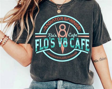Disney Pixar Cars Flos V8 Cafe Logo Retro Shirt California Adventure Trip Unisex T Shirt