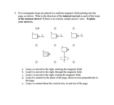Solved Five Rectangular Loops Are Placed In Uniform Magnetic Field Pointing Into The Page As
