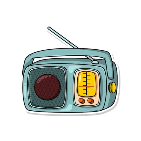 Um Desenho De Um Rádio Com Um Ponto Vermelho Na Frente Vetor Premium