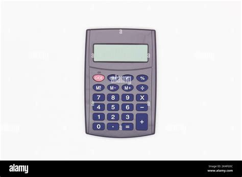 Calculator With Big Blue Buttons With Empty Digital Screen On A White