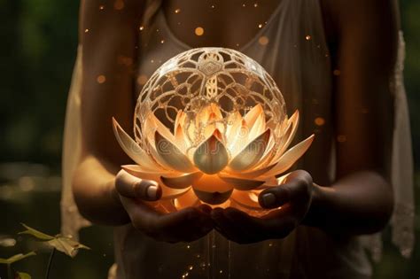 Mystical Lotus Glass Ball Generate Ai Stock Image Image Of Marble