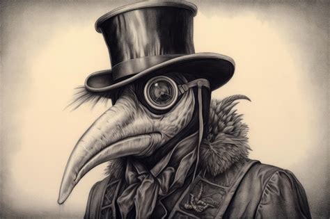 Premium Ai Image Plague Doctor Pencil Drawing Vintage Plague Doctor