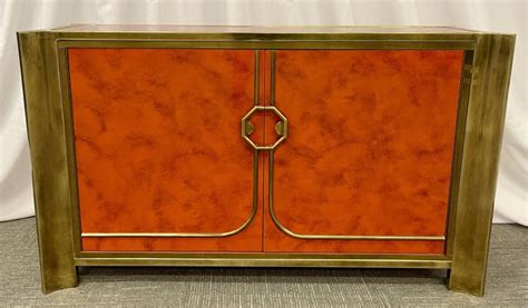 Mid Century Modern Small Cabinet By Mastercraft Lacquer Brass