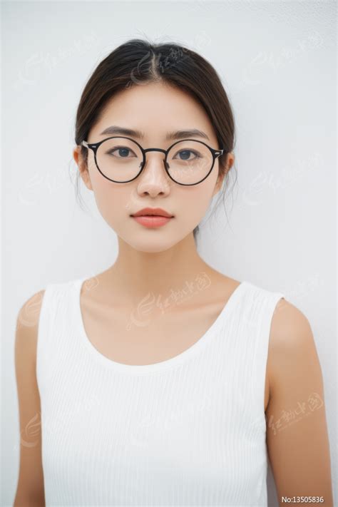 妇女戴着眼镜和一个白色的背心高清图片下载 红动中国