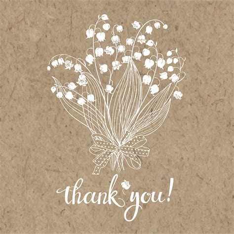 感谢卡上还有一束铃兰。花矢量插图与手工矢量书法牛皮纸。 模板素材 稿定设计