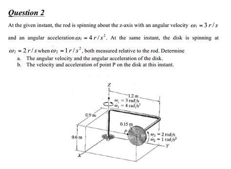 Solved Question 2 At The Given Instant The Rod Is Spinning