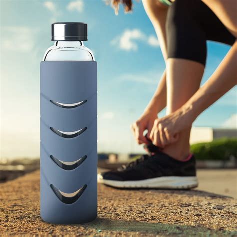 Buy Justfwater Reusable Borosilicate Glass Water Bottle With Silicone